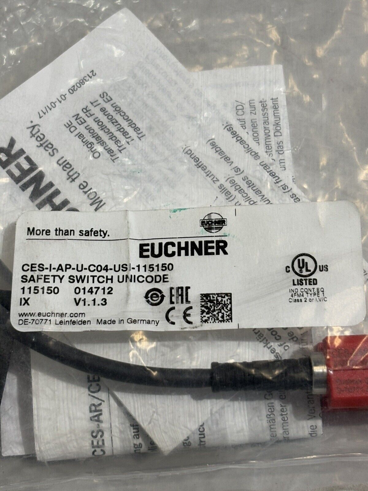 EUCHNER CES-I-AP-U-C04-US-115150 Safety Switch Unicode OVP – SIBA Germany
