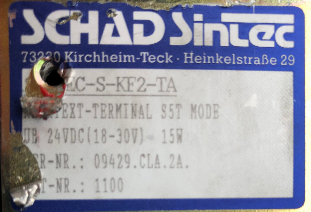 SCHAD SINTEC S-KF2 Art.-Nr. 1100 Klartextterminal – SIBA Germany