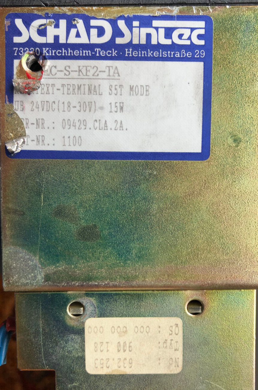 SCHAD SINTEC S-KF2 Art.-Nr. 1100 Klartextterminal – SIBA Germany